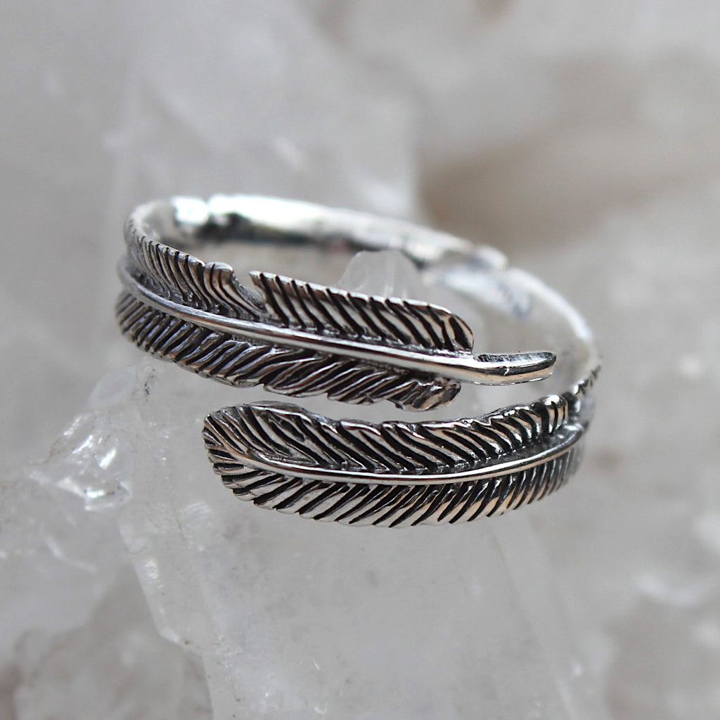 925 Silver Feather Wrap Ring – Kanoa Living
