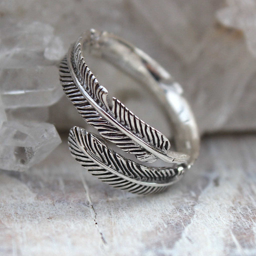 925 Silver Feather Wrap Ring – Kanoa Living